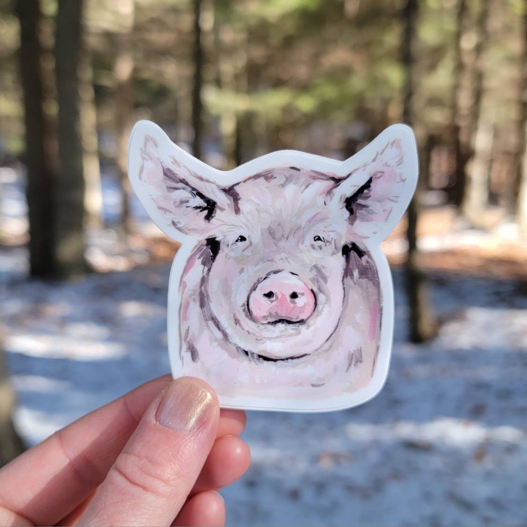 Pig Vinyl Sticker, Farm Animal Water Bottle Sticker, Farmhouse Laptop ...