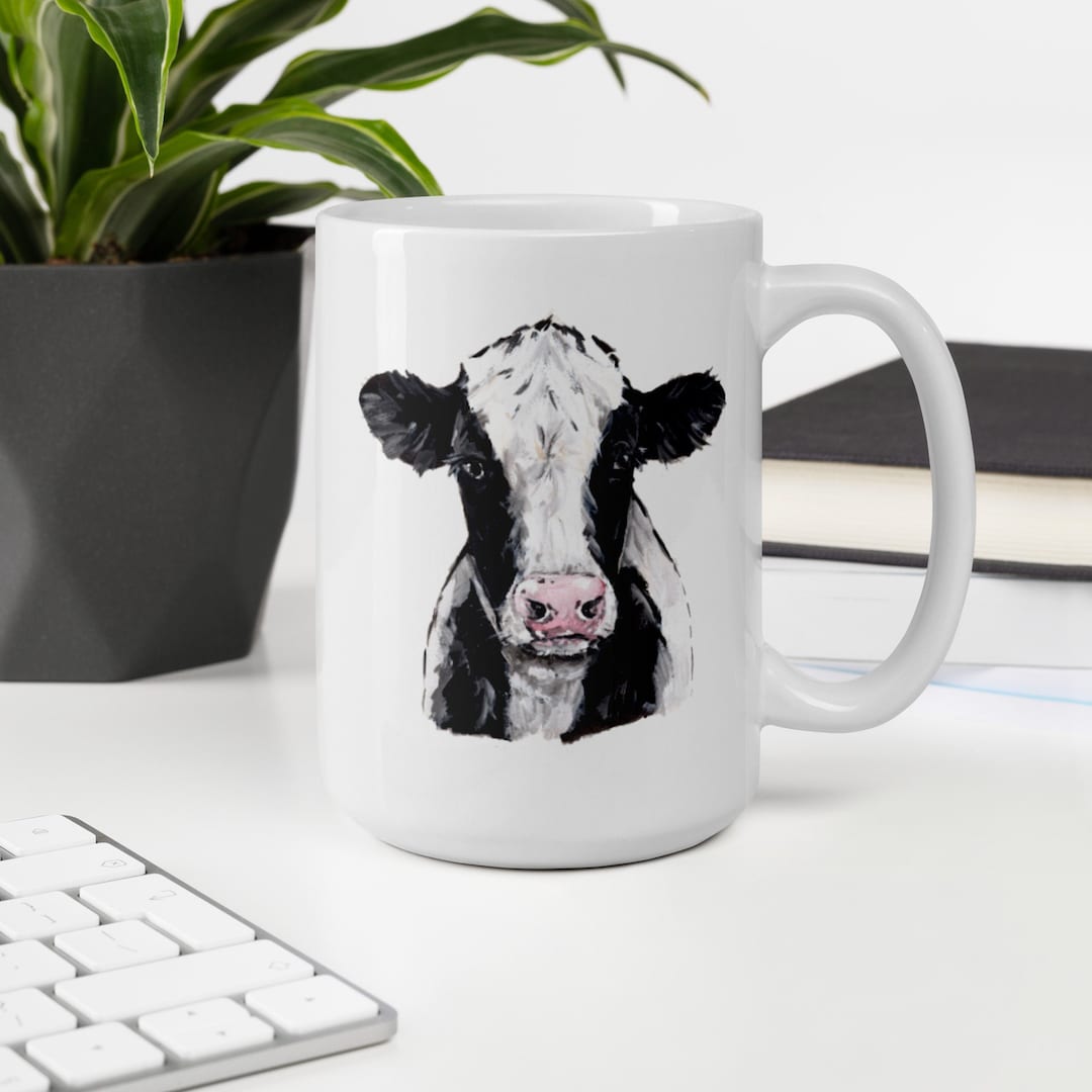 Black and White Cow White Ceramic Mug, Holstein Cow Coffee Mug, Cow Cup ...