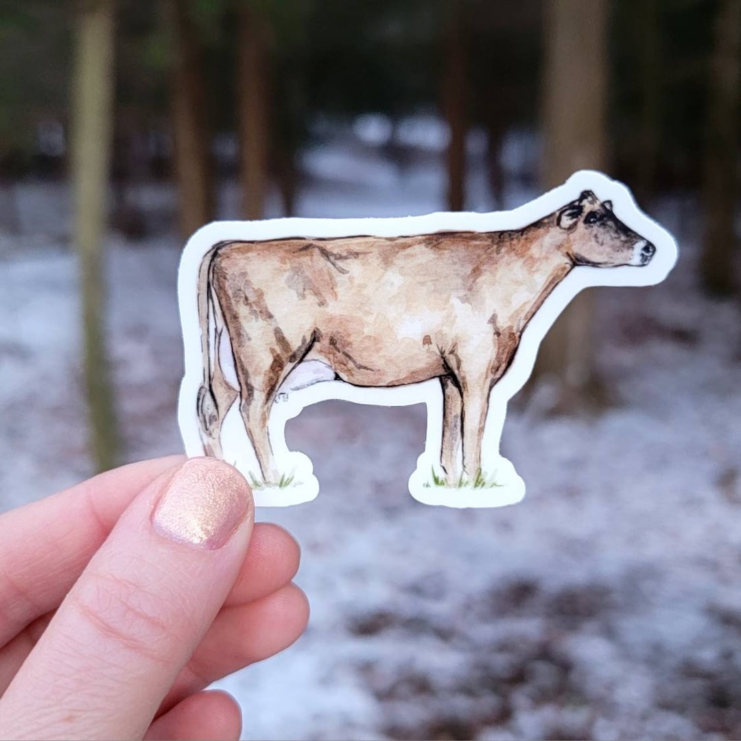 Jersey Cow Vinyl Sticker, Cow Water Bottle Sticker, Farm Animal Laptop ...