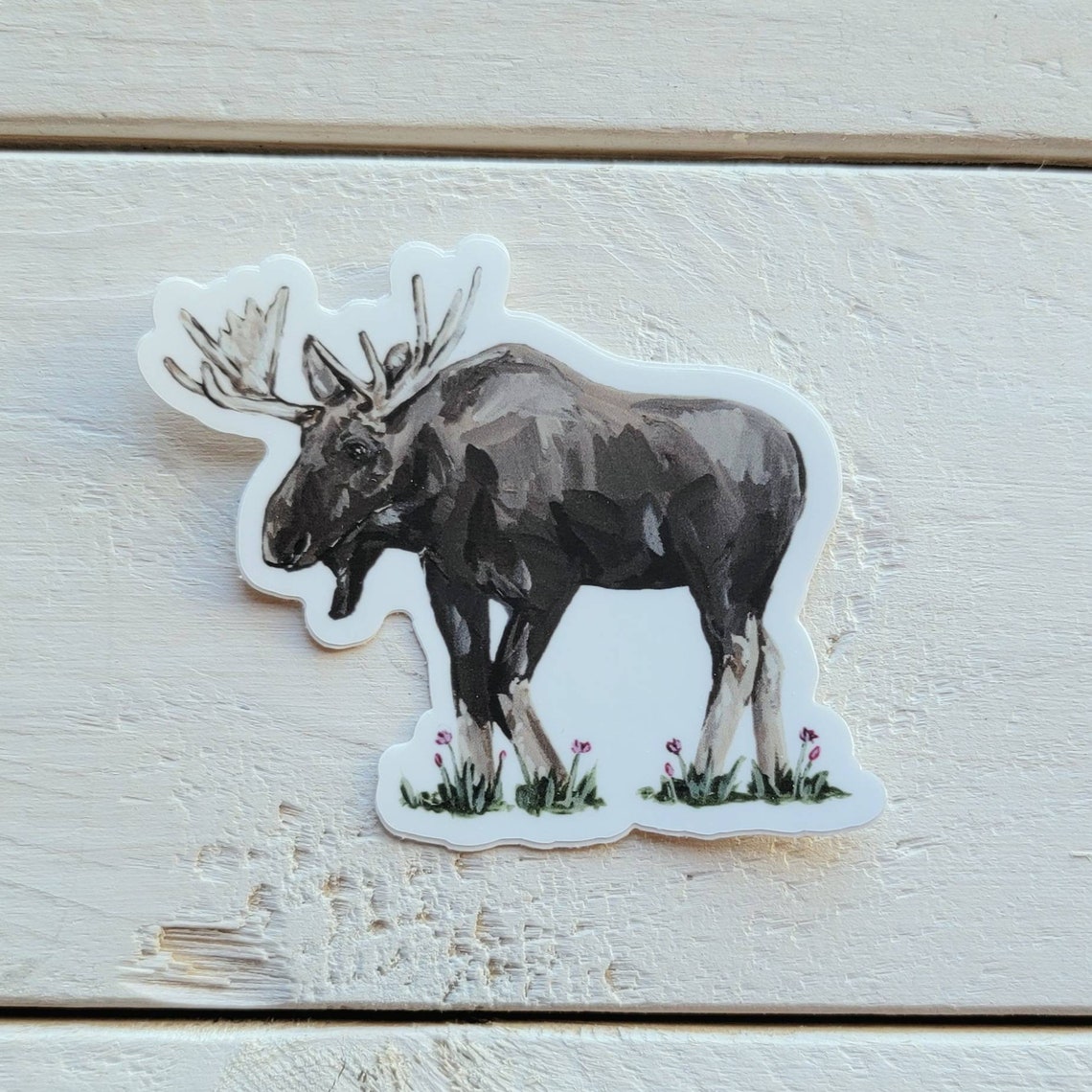 Moose Vinyl Sticker, Woodland Animal Water Bottle Sticker, Moose Laptop ...