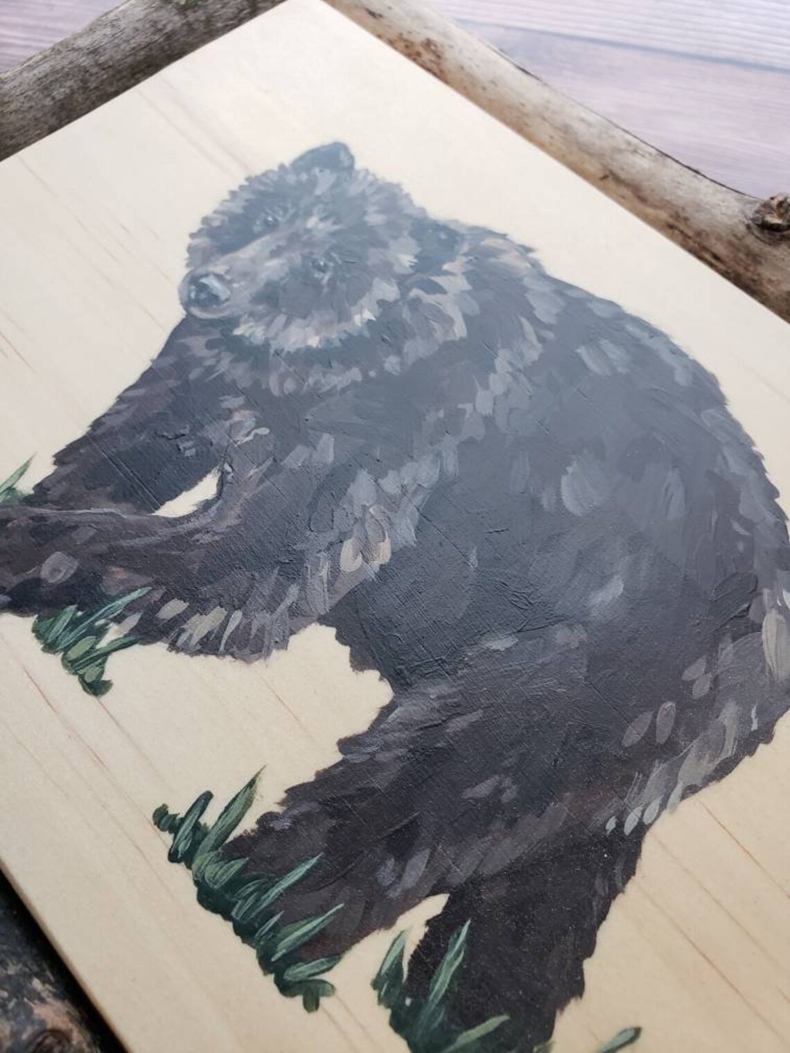Bear Original Painting on Wood Grizzly Bear Art Rustic Bear - Etsy
