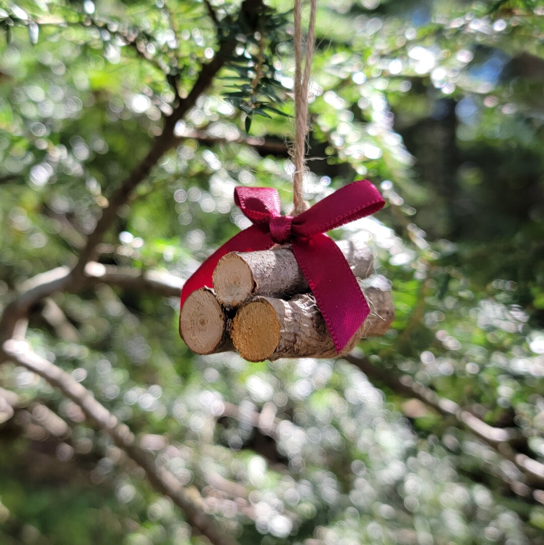 Rustic Log Ornament, Wood Ornament, Log Slice Ornament, Woodland ...