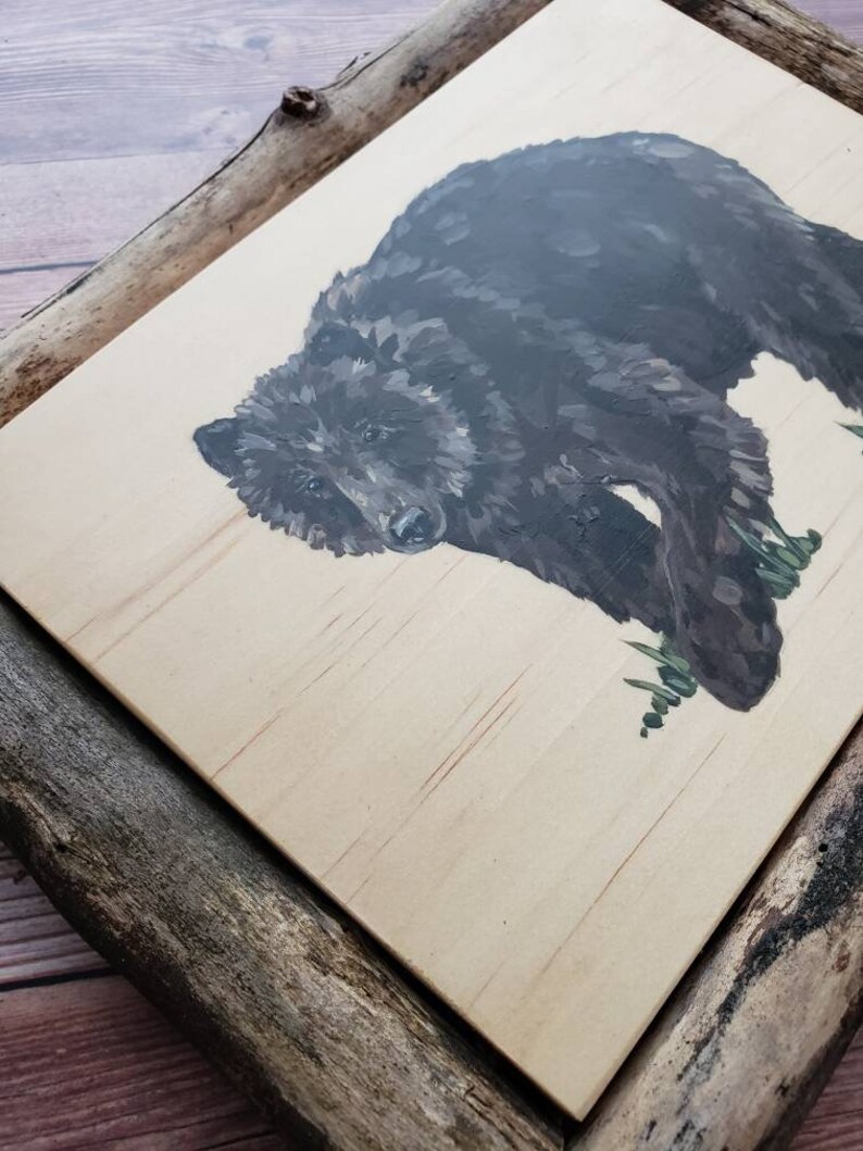 Bear Original Painting on Wood, Grizzly Bear Art, Rustic Bear Decor ...