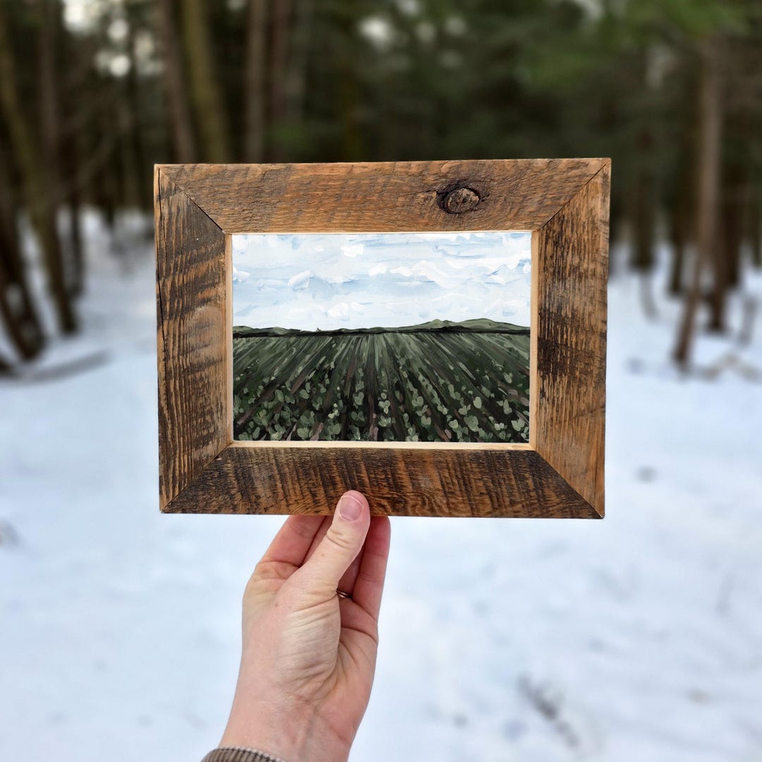 Landscape Rustic Art Print in Wood Frame, Farmer's Field Landscape Wall ...