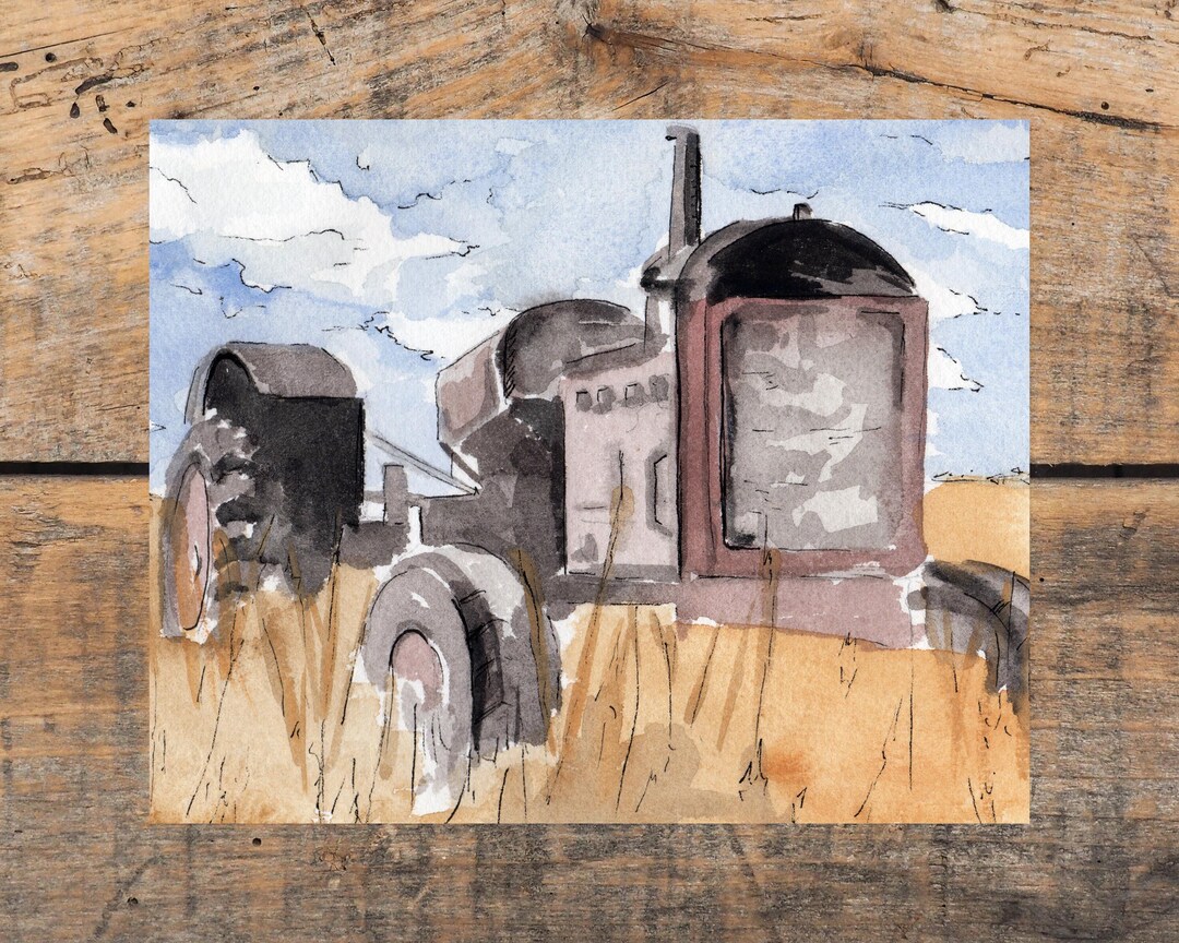 Rustic Tractor Art Print, Vintage Tractor, Farmer, Landscape, Rustic ...