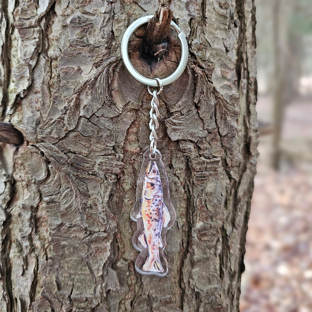 Brown Trout Acrylic Keychain, Gift for Nature Lover, Fishing Gift ...