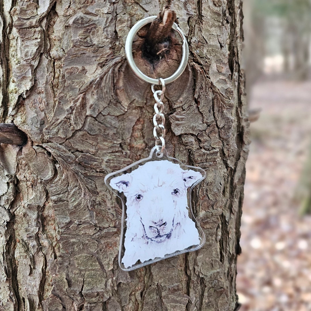 Sheep Acrylic Keychain, Gift for Farm Lover, Wooly Sheep, Lamb Keychain ...