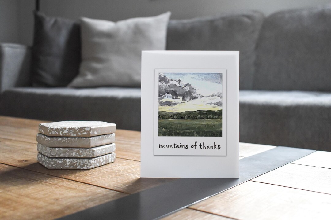 Mountains of Thanks Landscape Card, Rustic Thanks Card, Outdoors Card ...