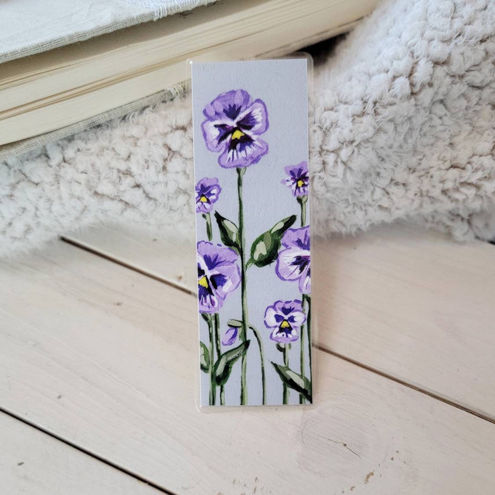 Purple Pansy Flower Bookmark Pretty Floral Bookmark Cute - Etsy