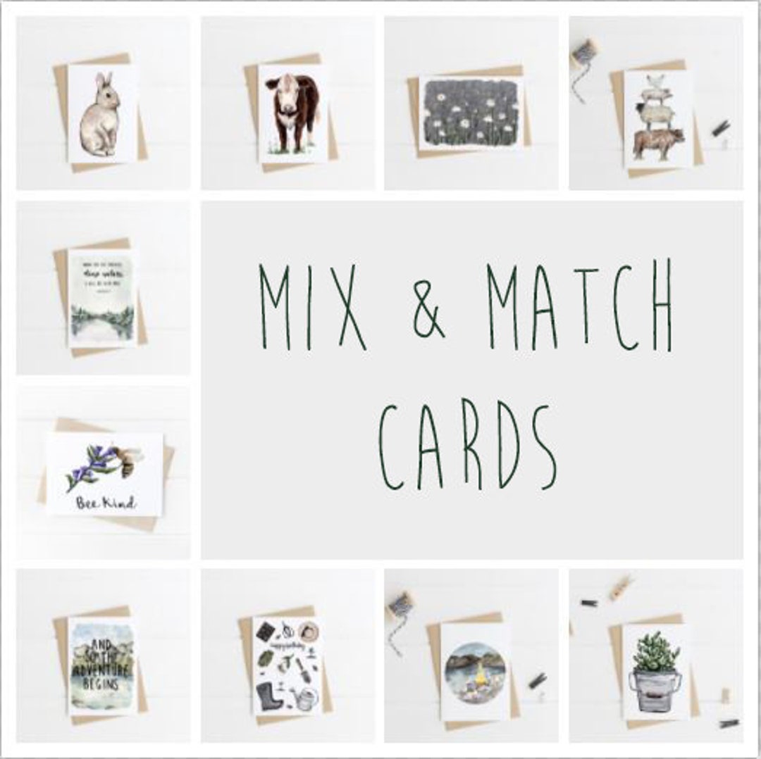 Mix and Match Greeting Cards, Set of 4, Set of 8, Set of 16 - Etsy