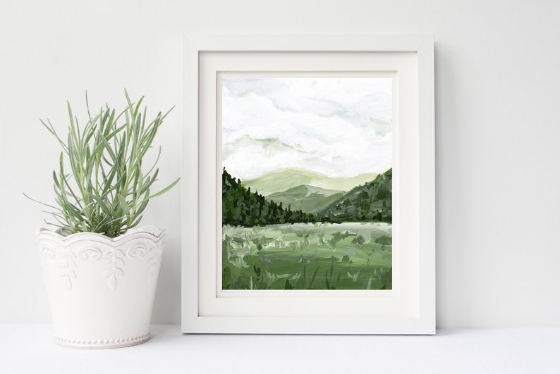 Landscape Rustic Art Print, Rural Landscape Wall Decor, Cloudy Sky ...