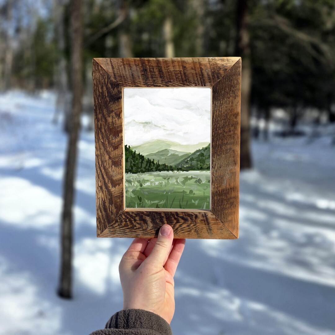 Landscape Rustic Art Print in Wood Frame, Rural Landscape Wall Decor ...
