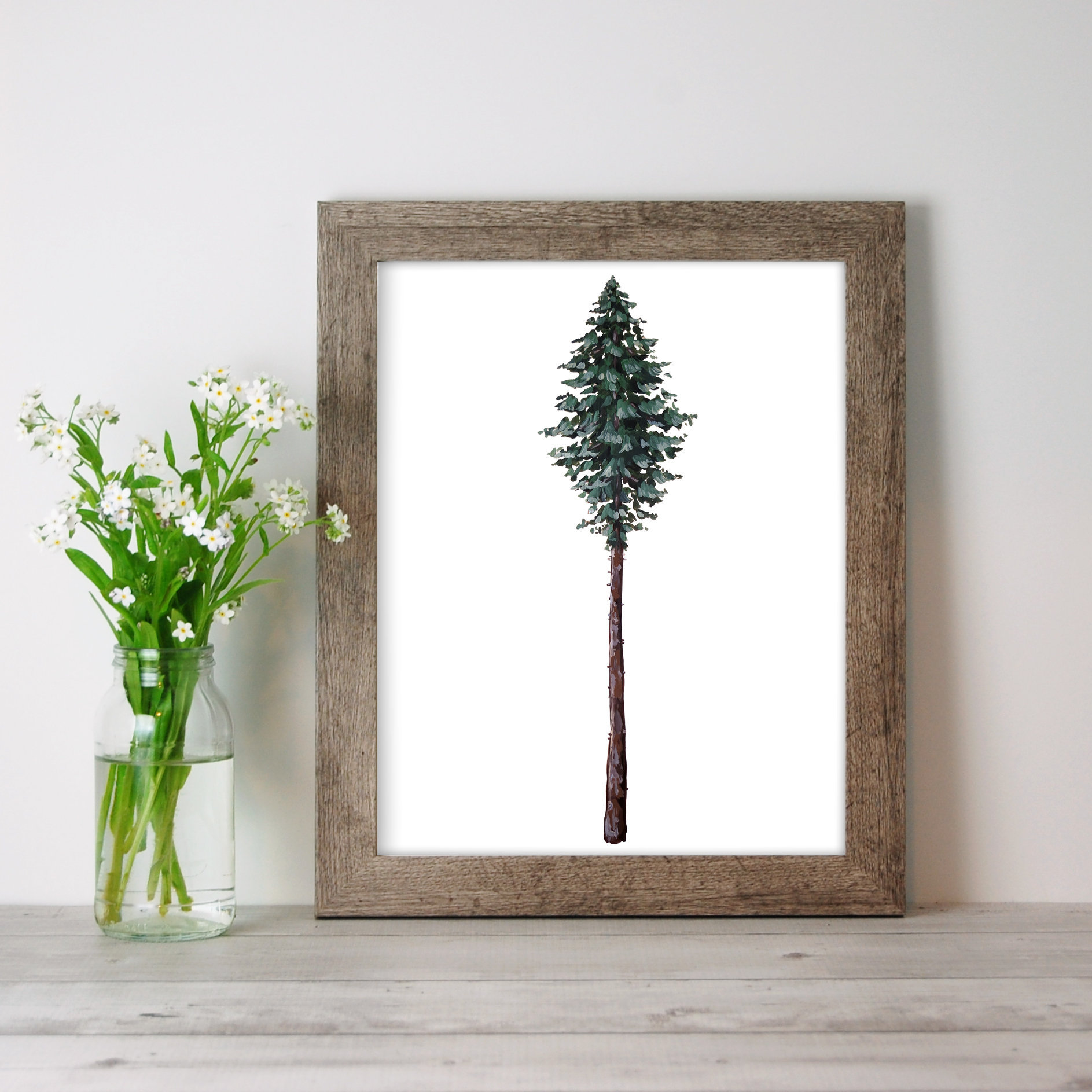 Pine Tree Art Print Rustic Forest Woodland Art Forest | Etsy