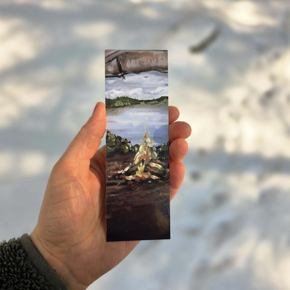 Campfire Bookmark, Rustic Camping Landscape, Landscape Watercolor ...