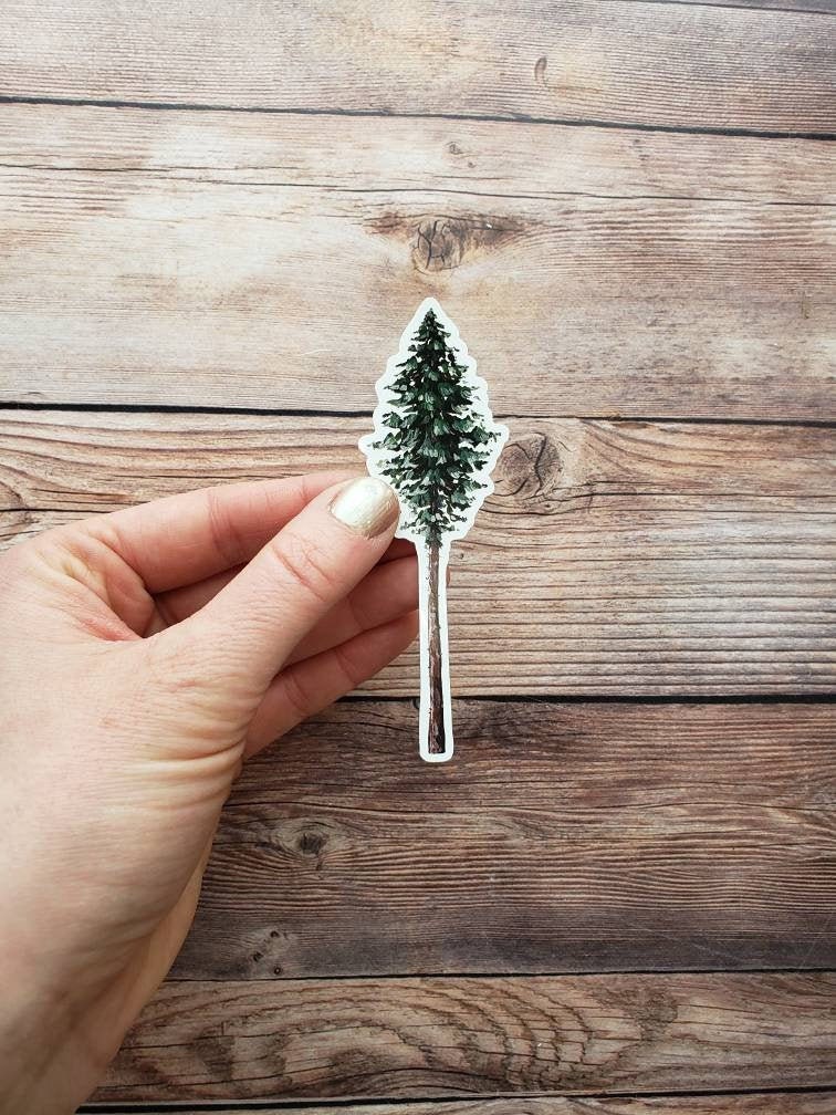 Pine Tree Vinyl Sticker Woodland Water Bottle Sticker Tree | Etsy