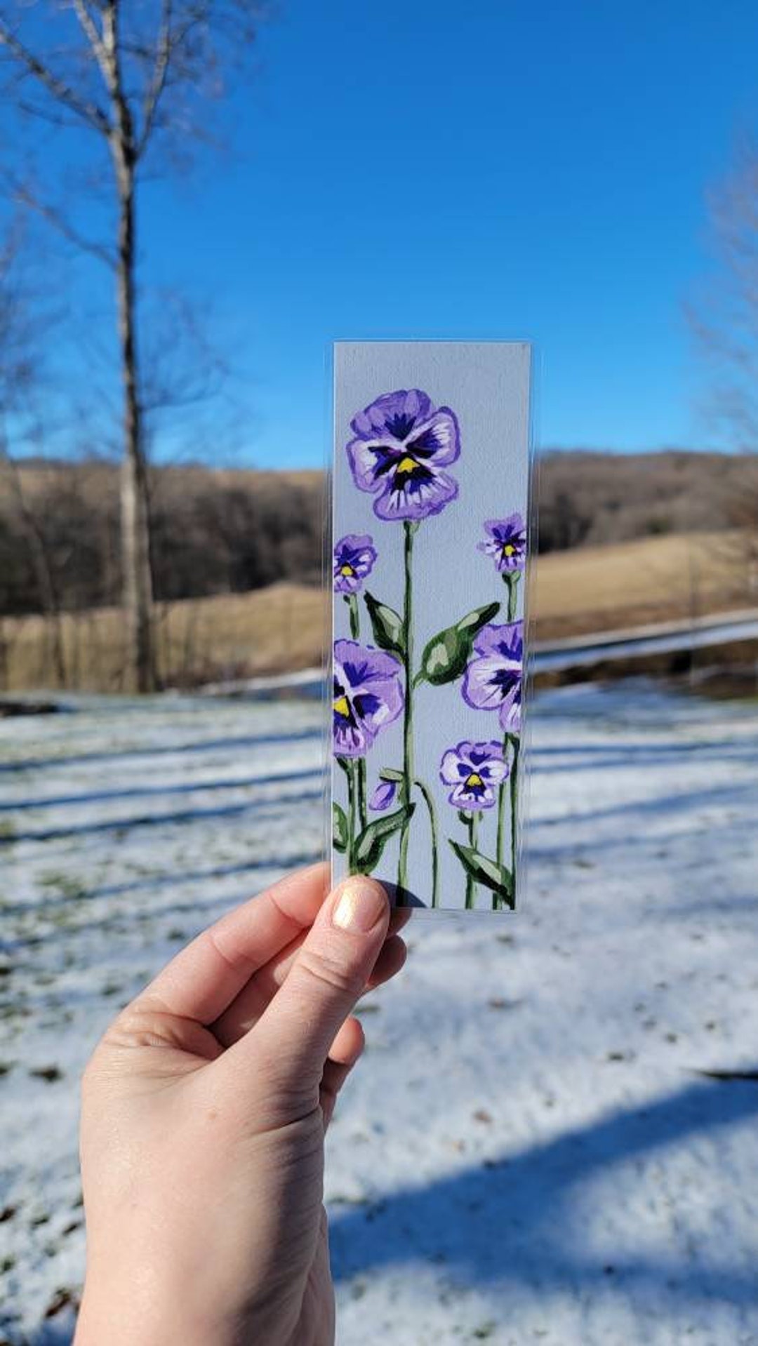 Purple Pansy Flower Bookmark, Pretty Floral Bookmark, Cute Bookmark ...