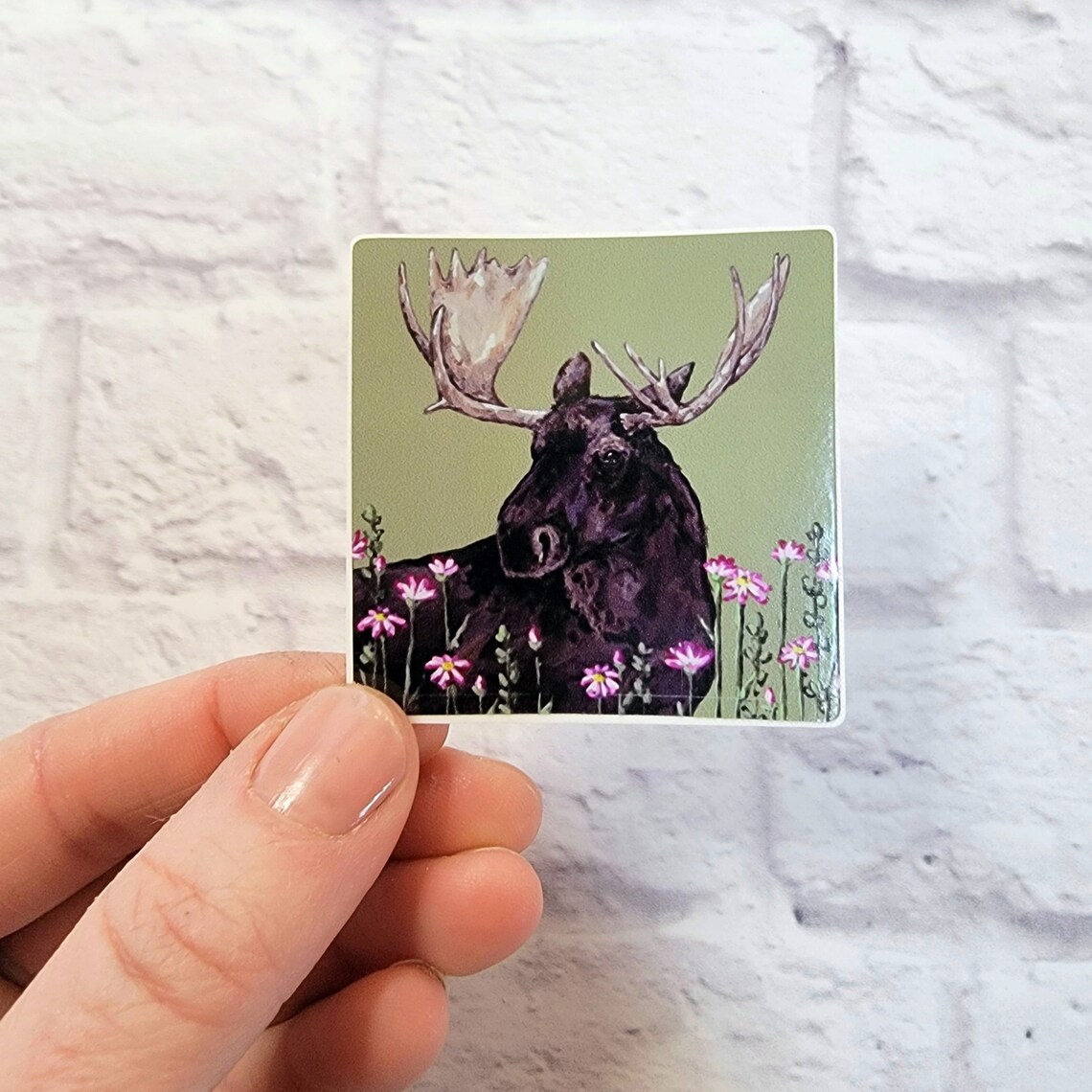 Floral Moose Vinyl Sticker 2 Water Bottle Sticker - Etsy