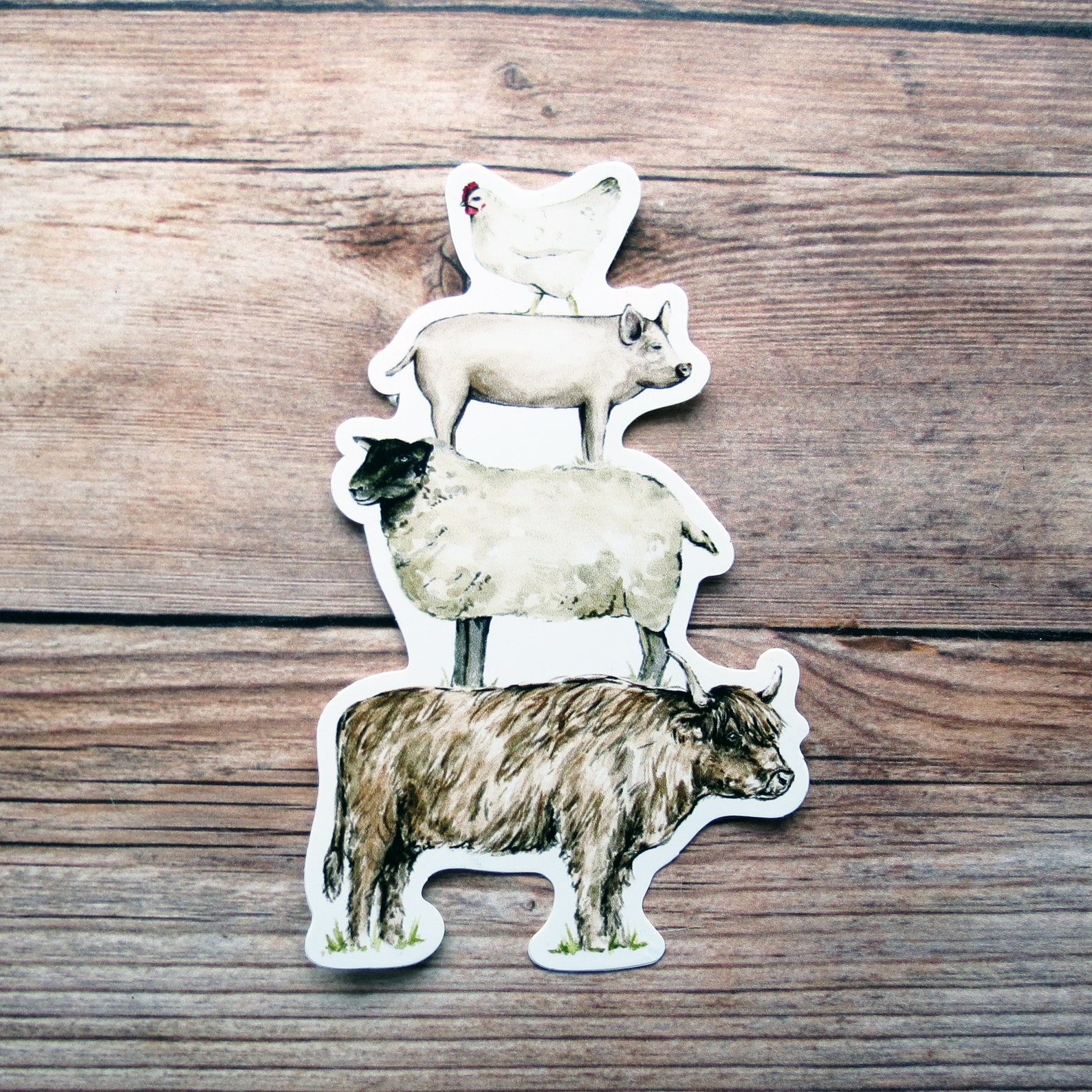 Farm Animal Stack Vinyl Sticker Animal Water Bottle Sticker | Etsy