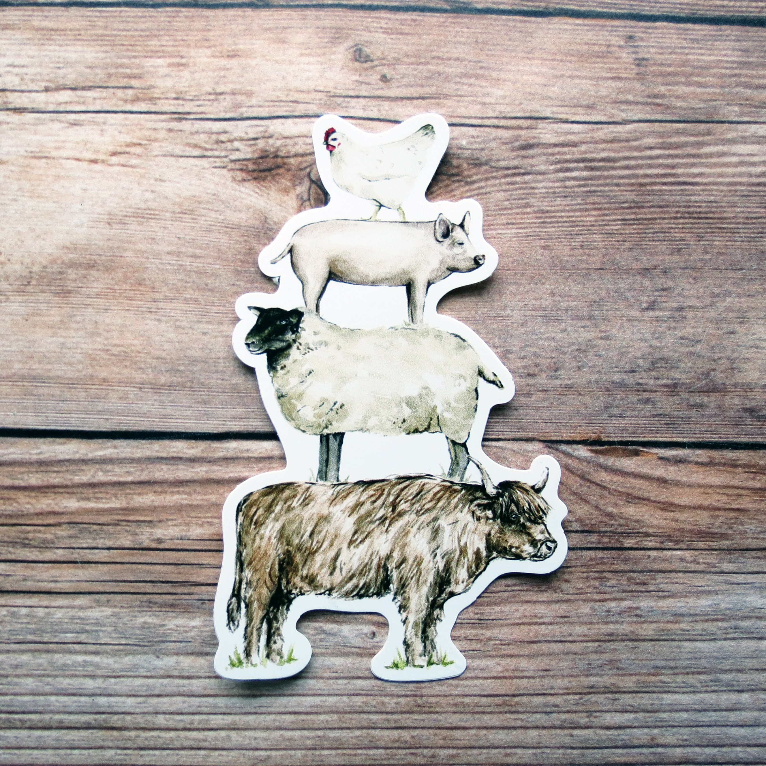 Farm Animal Stack Vinyl Sticker Animal Water Bottle Sticker | Etsy