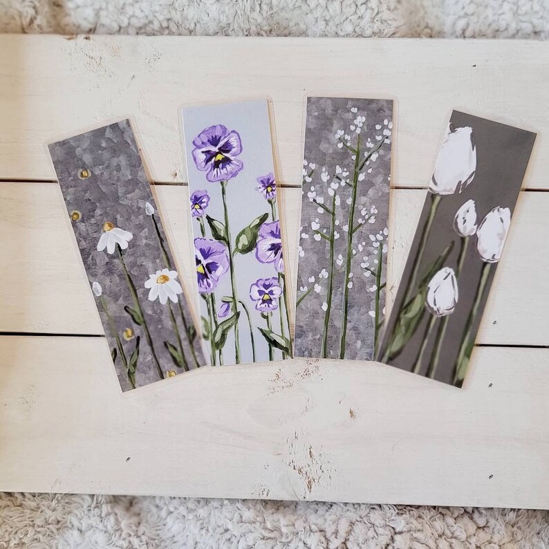Purple Pansy Flower Bookmark Pretty Floral Bookmark Cute - Etsy