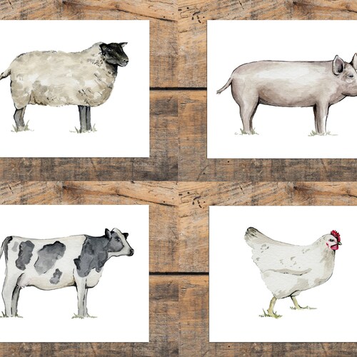 Farm Animal Print Set of 6 Prints Farmhouse Decor Cow Print - Etsy