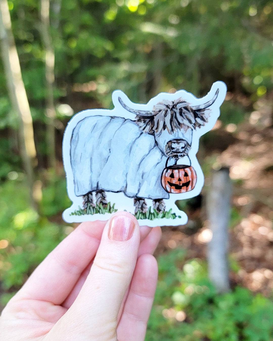 Ghost Highland Cow Vinyl Sticker Holstein, Water Bottle Sticker, Laptop ...