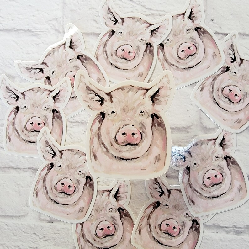 Pig Vinyl Sticker Farm Animal Water Bottle Sticker Farmhouse - Etsy
