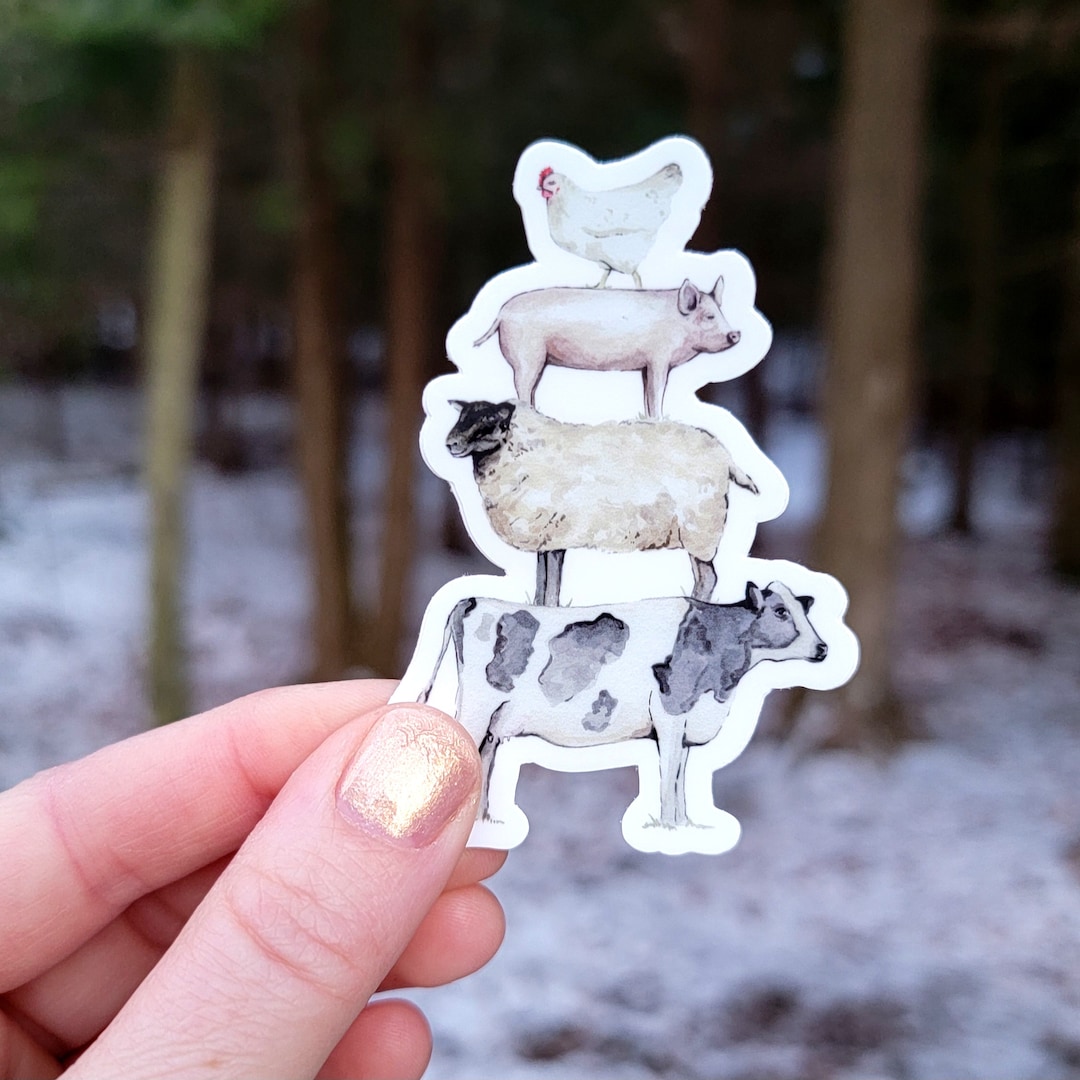 Farm Animal Stack Vinyl Sticker, Animal Water Bottle Sticker, Laptop ...