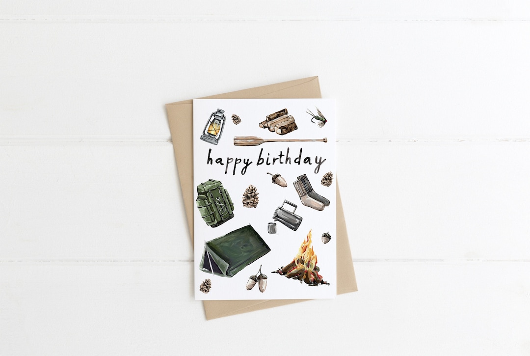 Happy Birthday Camping Lover Greeting Card Hiker Camping - Etsy