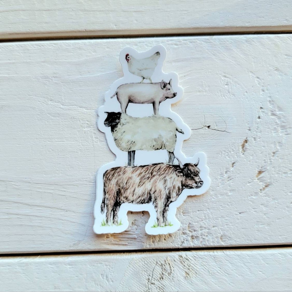 Farm Animal Stack Vinyl Sticker Animal Water Bottle Sticker - Etsy