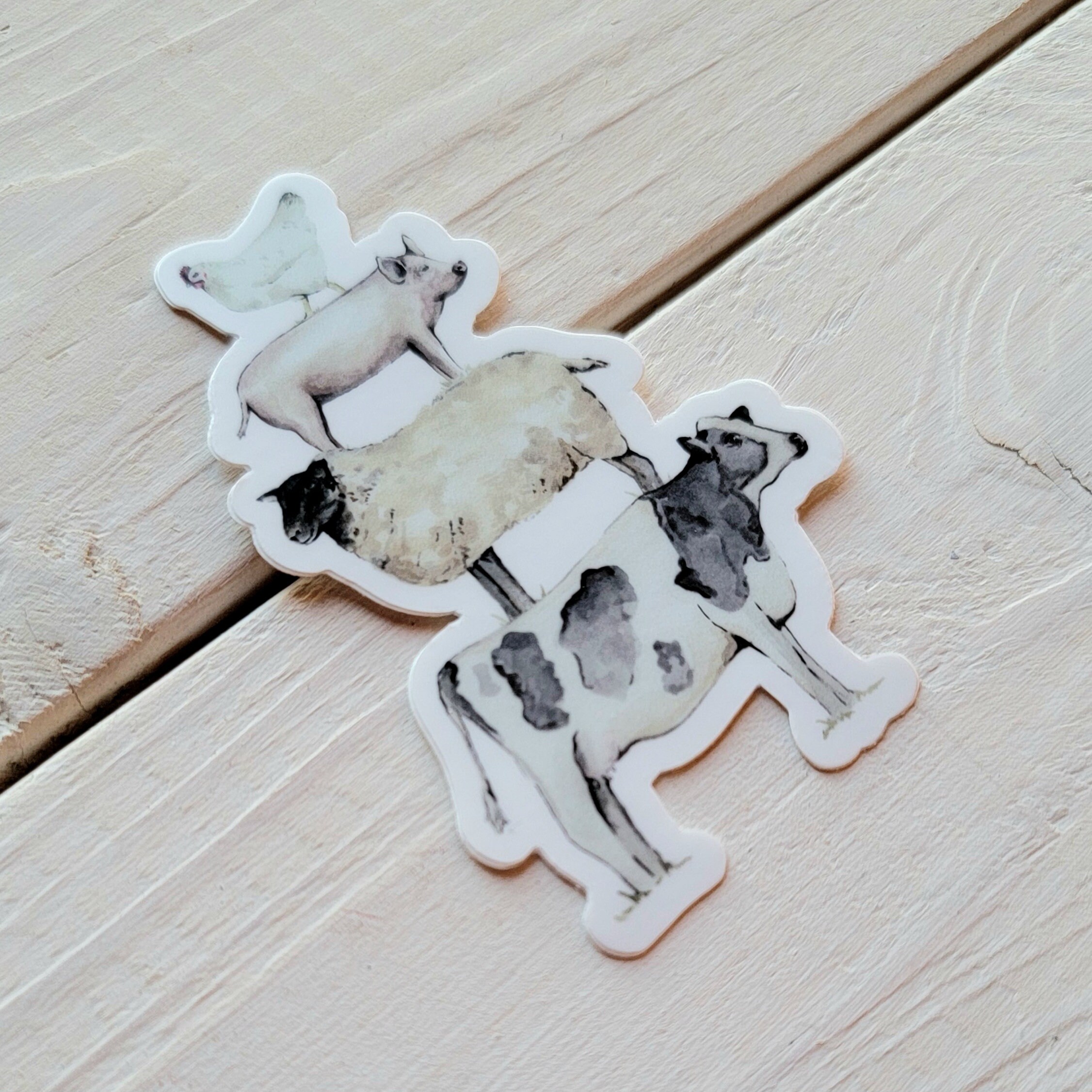 Farm Animal Stack Vinyl Sticker, Animal Water Bottle Sticker, Laptop ...