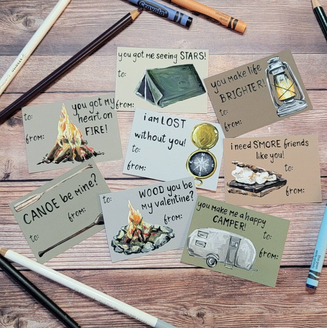 Printable Camping Valentines Day Cards, Kids Nature Valentine Card ...