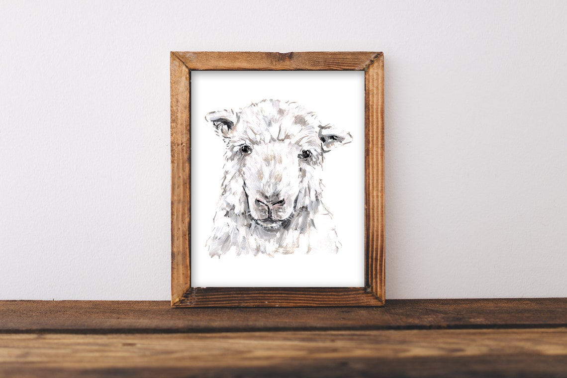 Farm Animal Art Print, Rustic Wall Art Print Set, Cow, Sheep, Pig ...