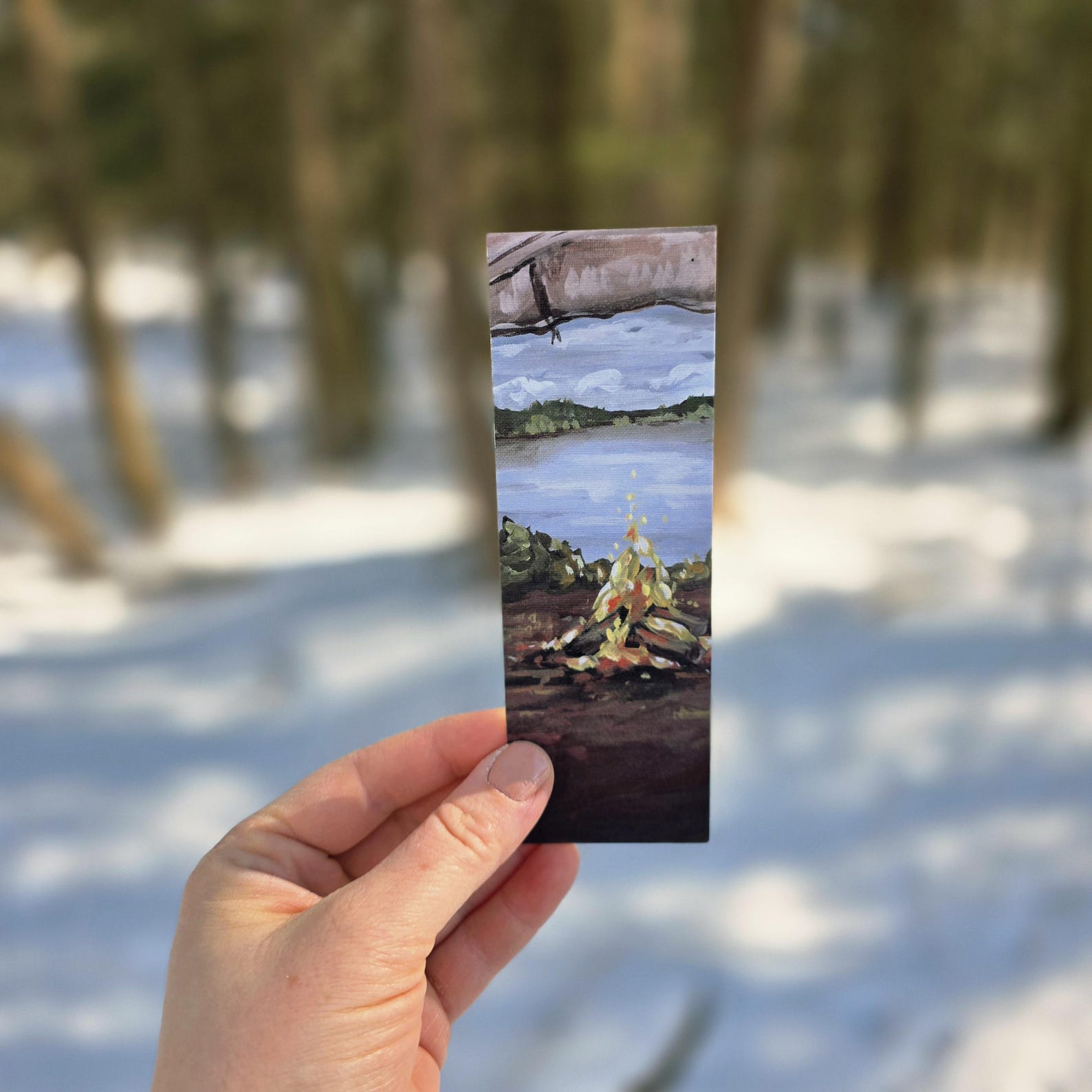 Campfire Bookmark, Rustic Camping Landscape, Landscape Watercolor ...