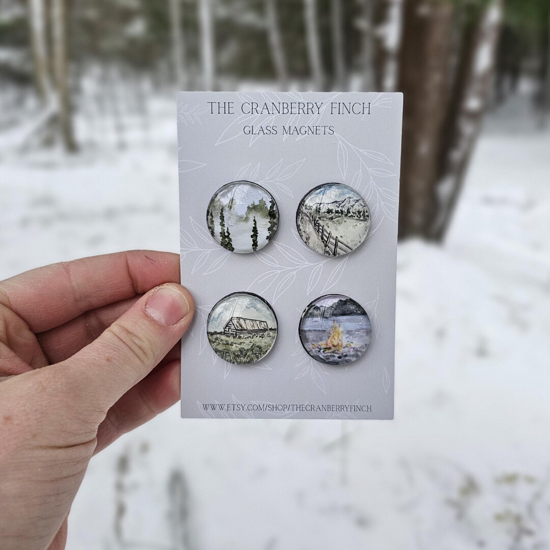 Watercolor Landscape Glass Magnet Set of Four - Etsy