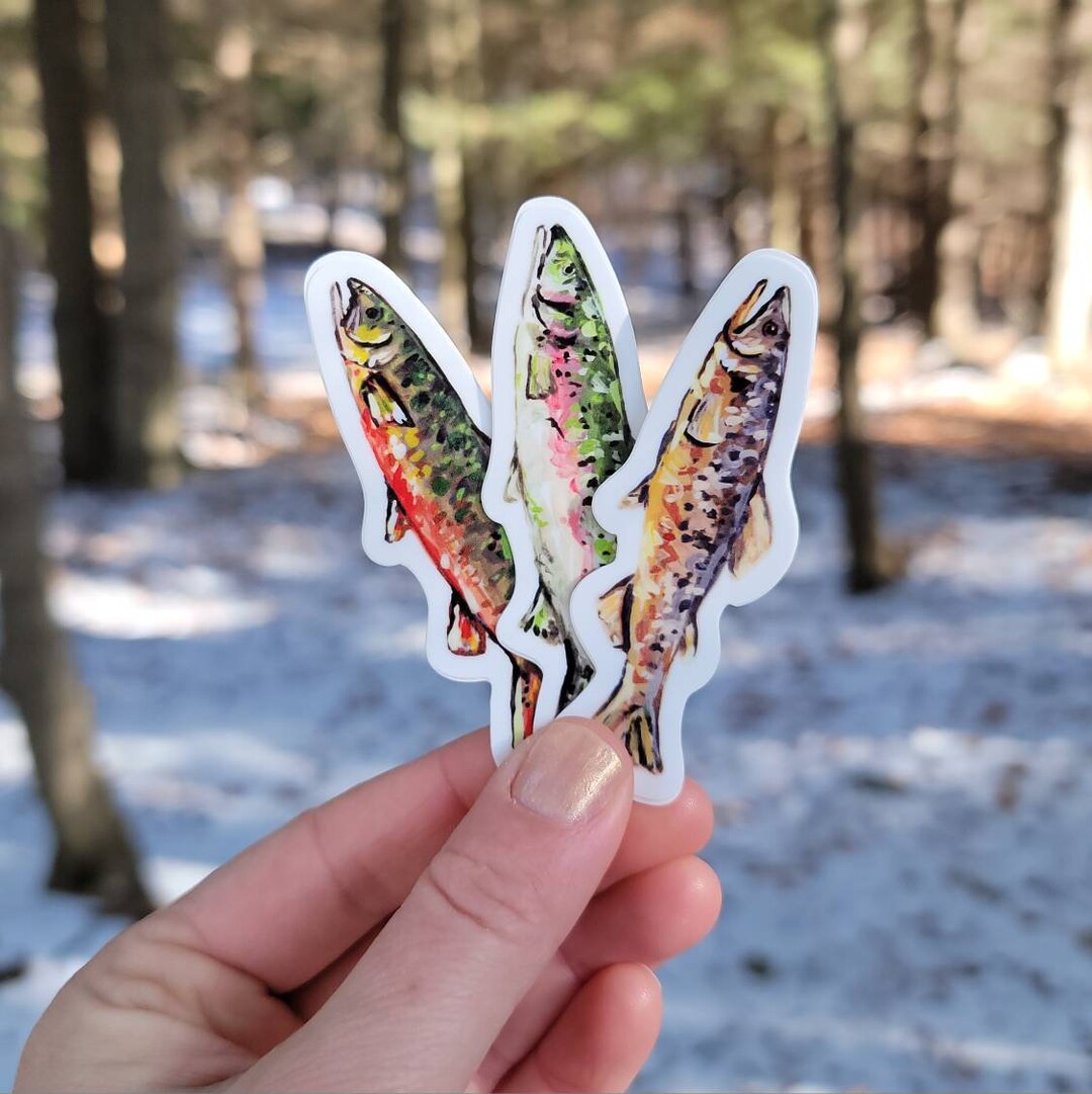 Trout Vinyl Sticker, Trout Fish Water Bottle Sticker, Brook, Rainbow ...