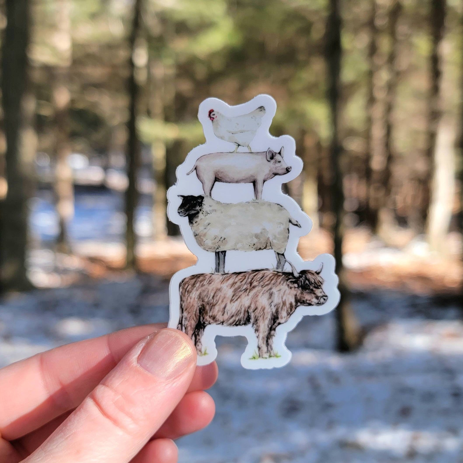 Farm Animal Stack Vinyl Sticker Animal Water Bottle Sticker - Etsy