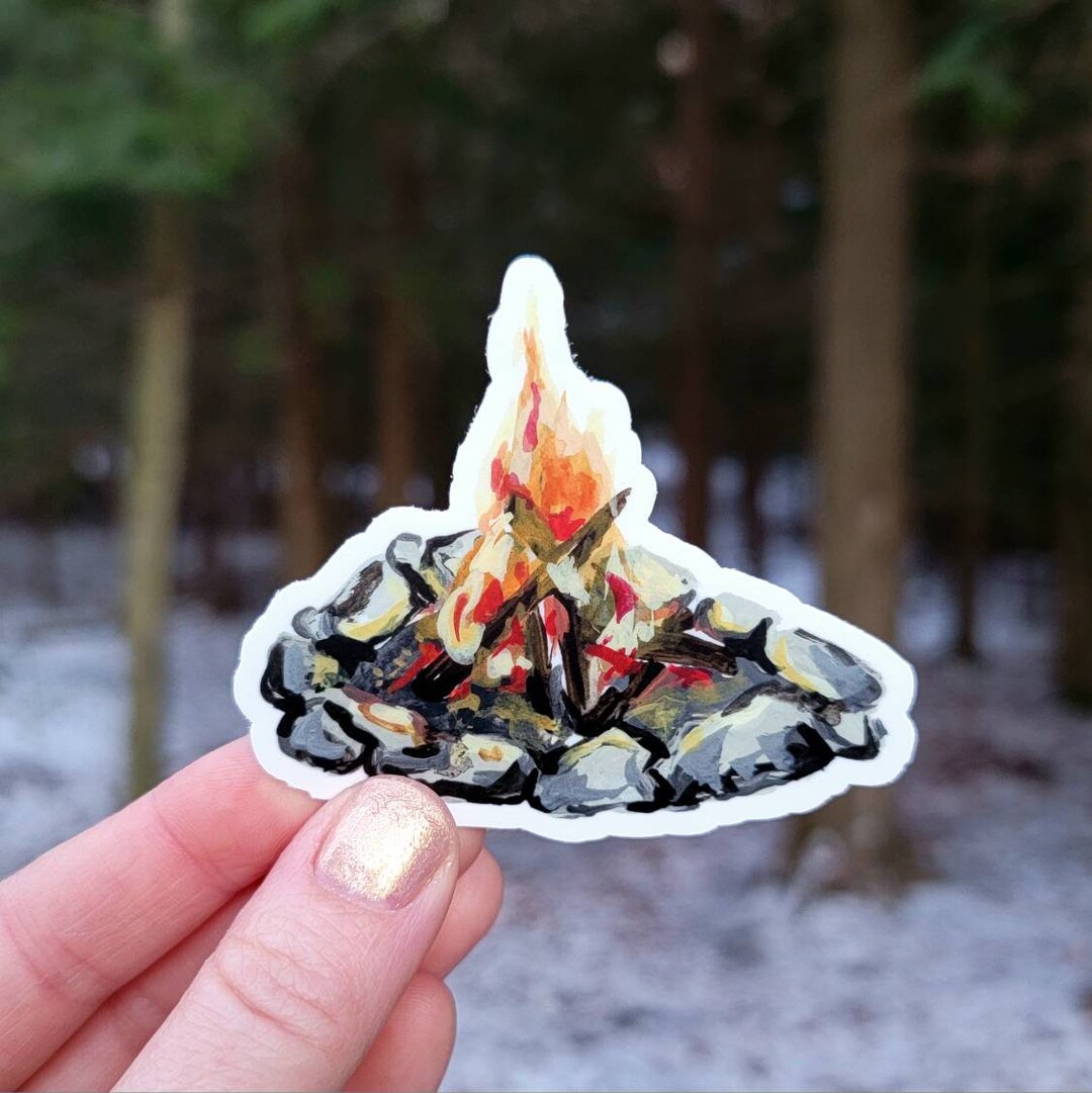 Campfire Sticker, Waterproof Vinyl Sticker, Nature Lover Tent Camping ...