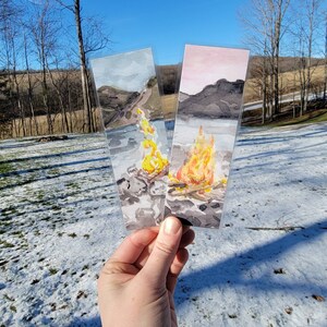 Campfire Bookmark, Rustic Camping Landscape, Landscape Watercolor ...