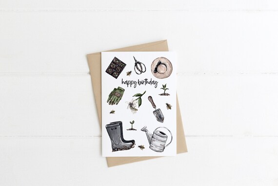 Happy Birthday Gardener Gardening Greeting Card Garden Lover | Etsy