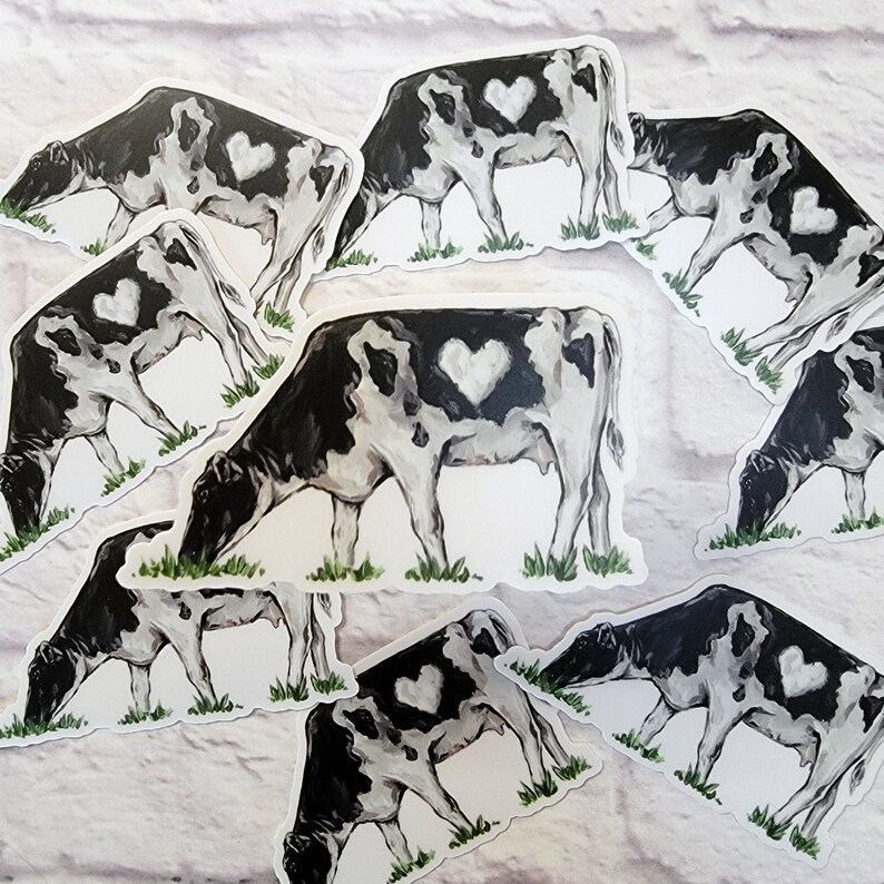 Love Cow Vinyl Sticker Holstein Heart Cow Water Bottle | Etsy