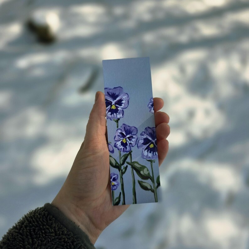 Purple Pansy Flower Bookmark, Pretty Floral Bookmark, Cute Bookmark ...