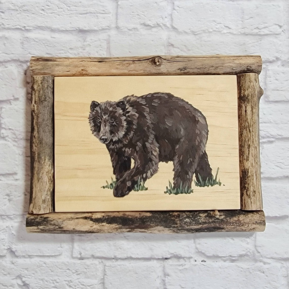 Bear Original Painting on Wood Grizzly Bear Art Rustic Bear - Etsy