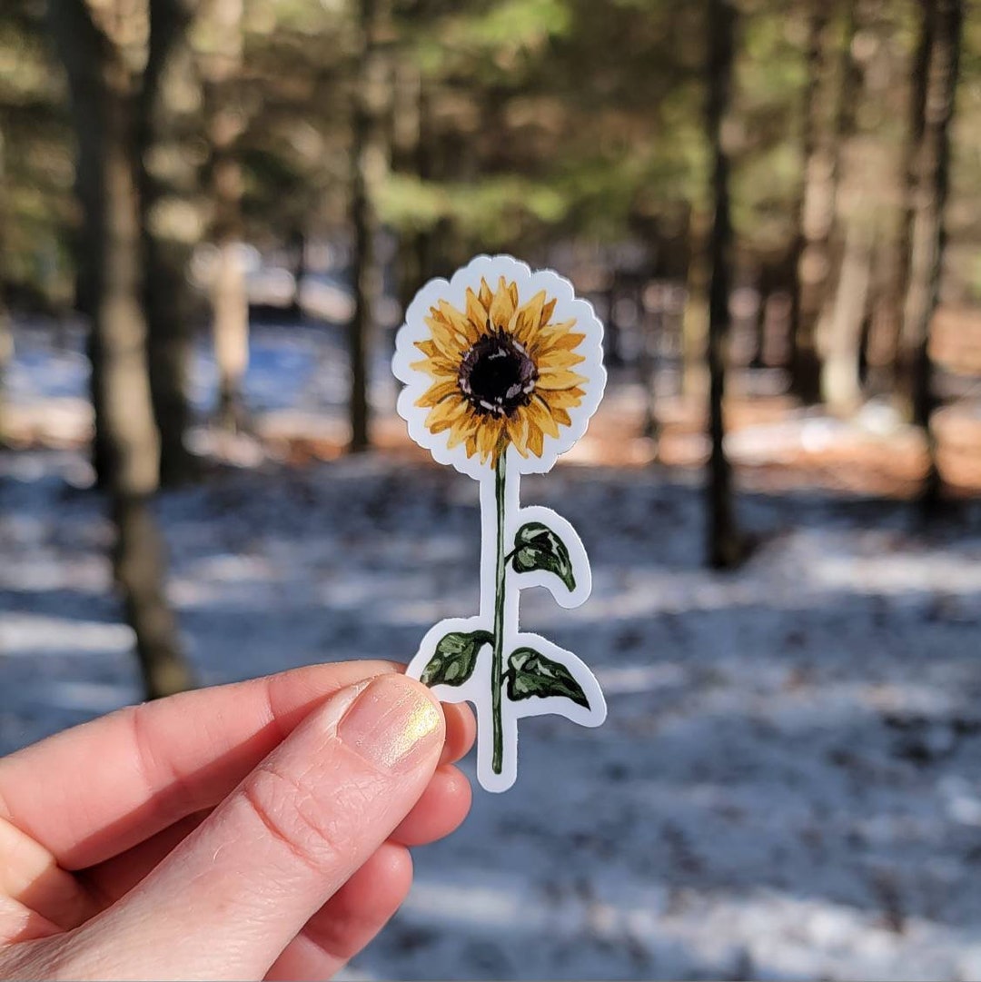 Sunflower Vinyl Sticker, Flower Water Bottle Sticker, Laptop Sticker ...