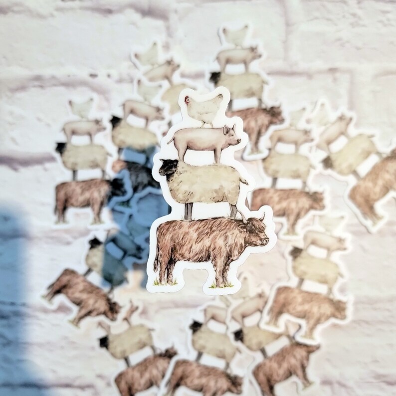 Farm Animal Stack Vinyl Sticker Animal Water Bottle Sticker - Etsy