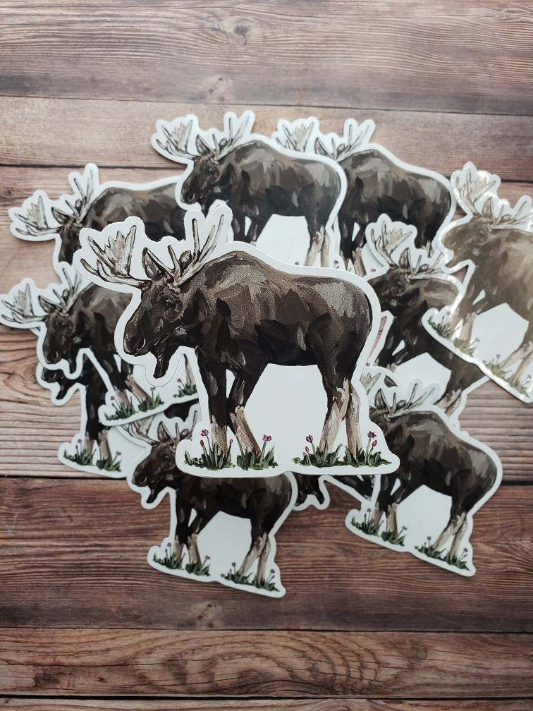 Moose Vinyl Sticker Woodland Animal Water Bottle Sticker | Etsy