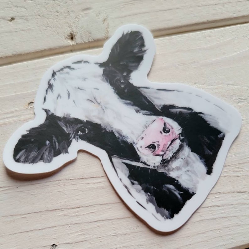 Cow Vinyl Sticker Holstein, Water Bottle Sticker, Laptop Sticker, Vinyl ...