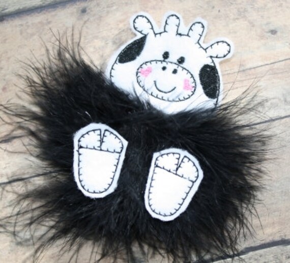 Digital Download Cow Marabou Puff Feltie Embroidery Machine - Etsy
