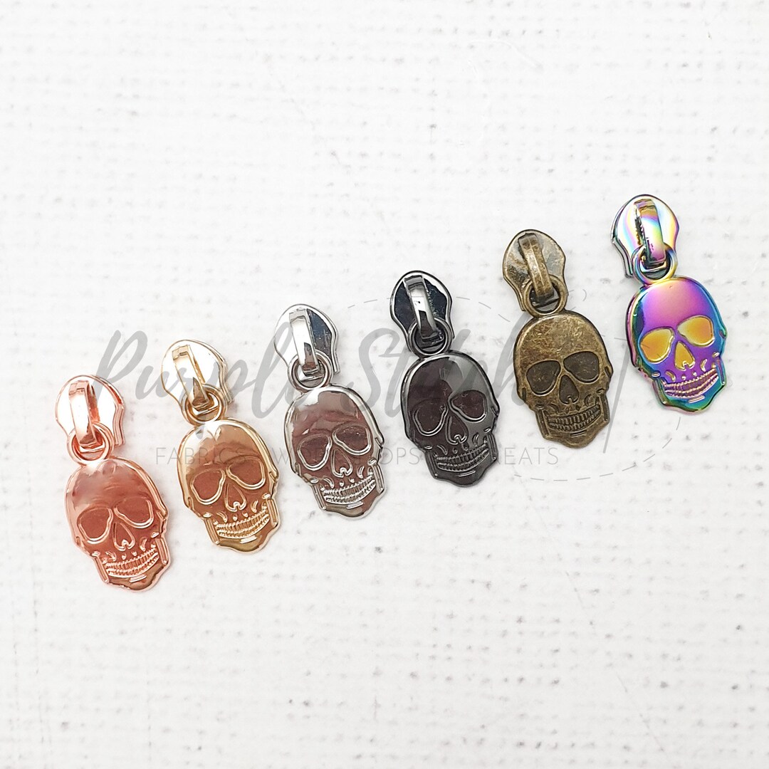Metal Zip Slider With Skull Zipper Pull - #5 Zip Slider for Size 5 Bag ...