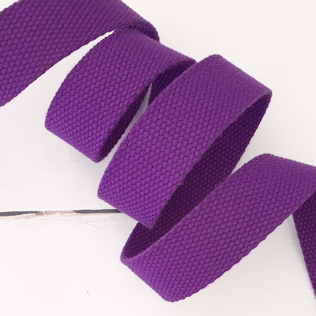 1 Inch / 25mm PURPLE Bag Webbing 2mm Thick Cotton Blend Bag Strap Heavy ...